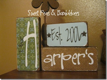 Sweet Peas and Bumblebees: Family Name Stacker Blocks